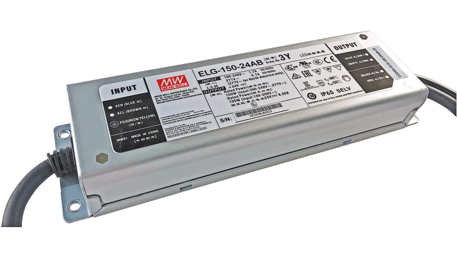 Mean Well ELG-150-24DA-3Y, 150W LED Treiber CV+CC 24V/6.25A, DALI