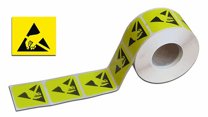 STS - Warning stickers ESD symbol paper on roll (1000 pieces)