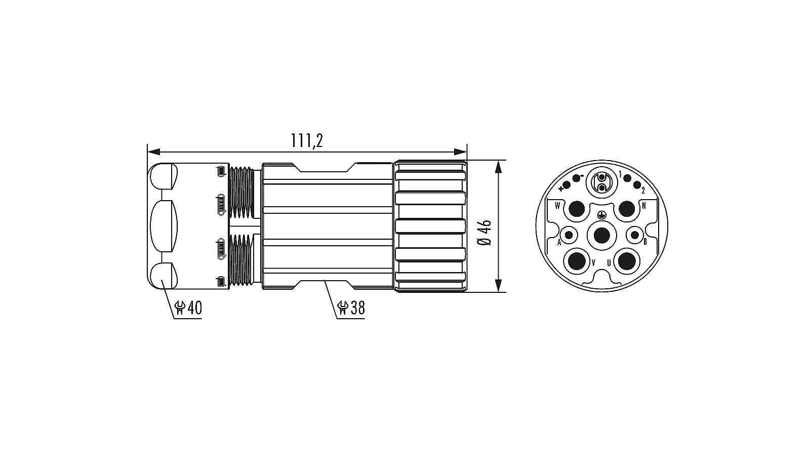 Housing M40 hybrid cable connector - Simpex Electronic AG