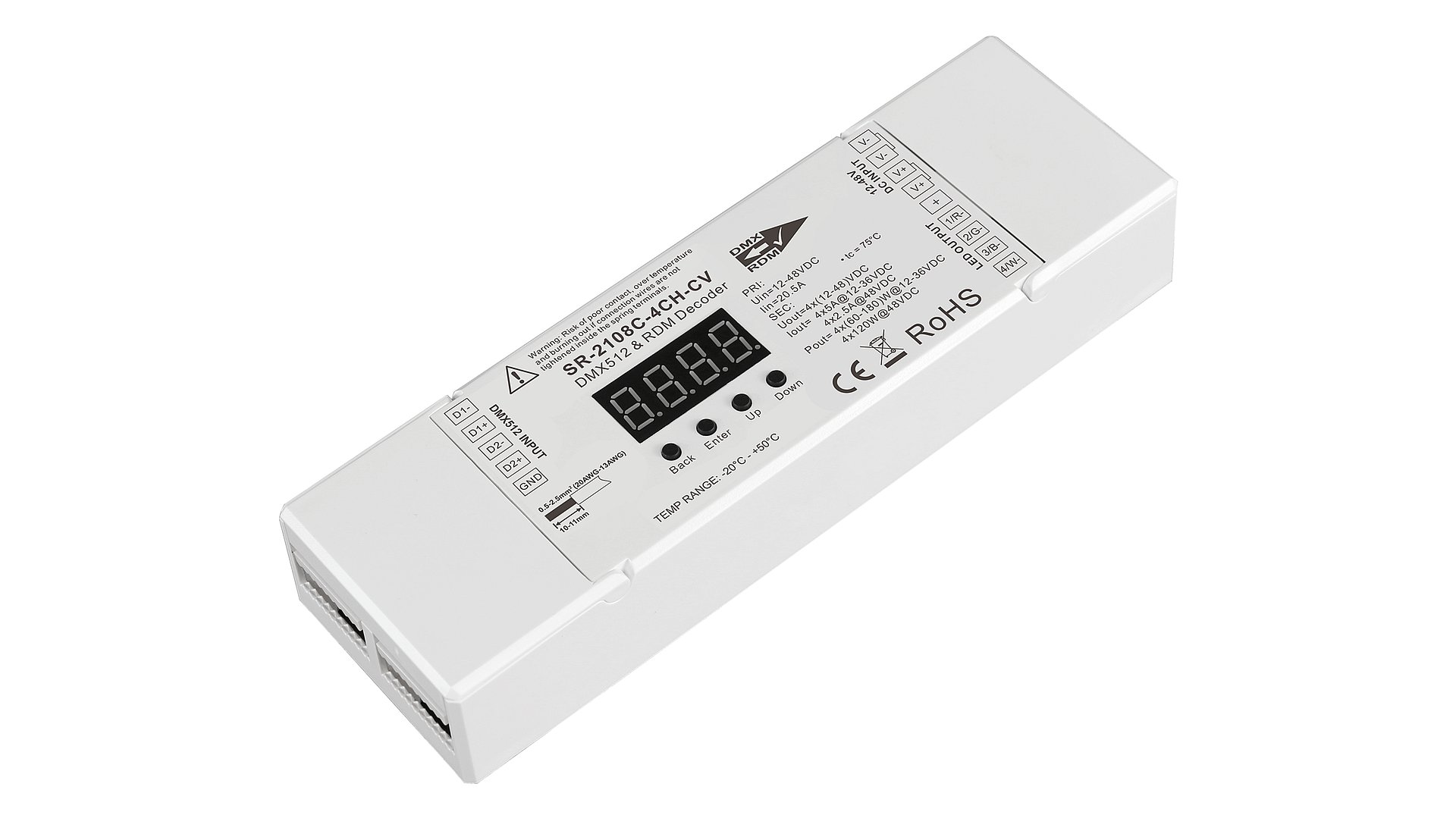 DMX512 RDM LED Dimmer, 4 Kanal, Konstantspannung 12-48VDC, max. 720W ...