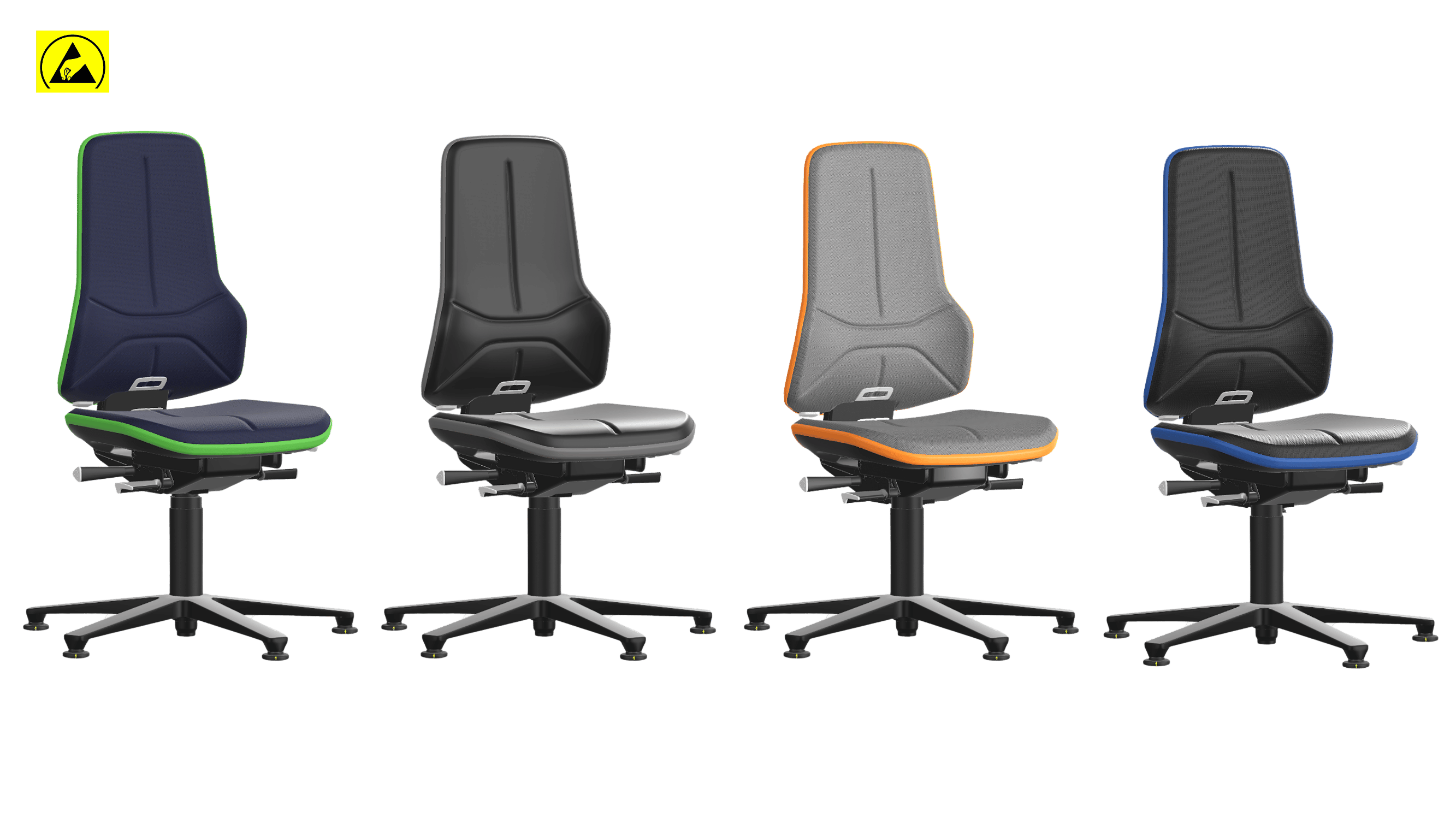 - BIMOS - Bimos NEON 1 ESD Arbeitsstuhl mit Gleiter und Polster, 450-620mm