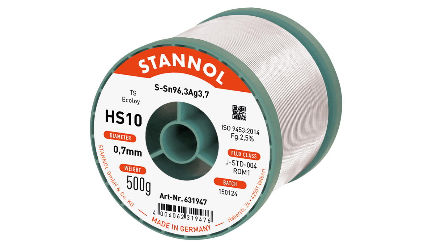 STANNOL - Solder wire HS10, Sn96,3Ag3,7 - TS, RO M1, 0.7mm, 500g