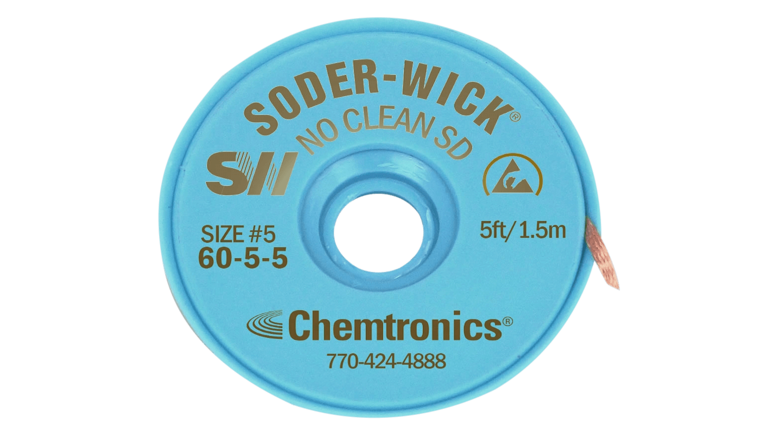 SW60-5-5 - Chemtronics desoldering braid No Clean SD ESD Safe 3.7 mm x ...